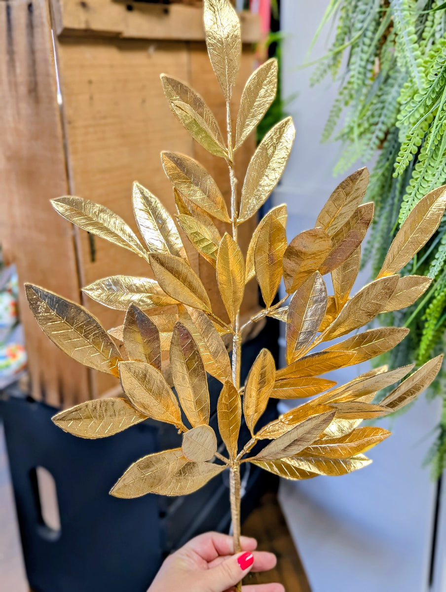 Metallic Gold Bay Leaf Spray – Pocketful of Posies